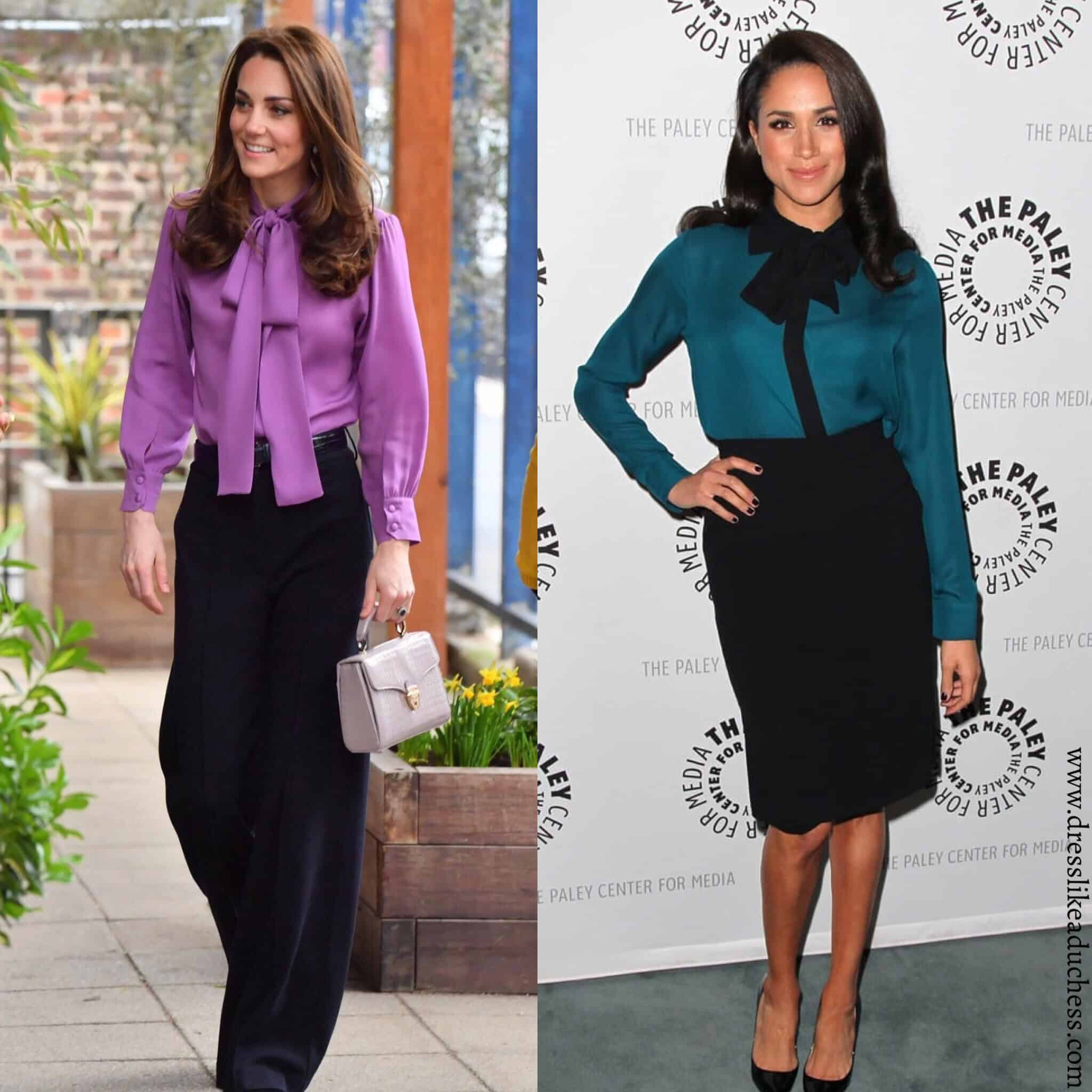 The Duchess of Cambridge in Purple Gucci Blouse for Solo Engagement ...