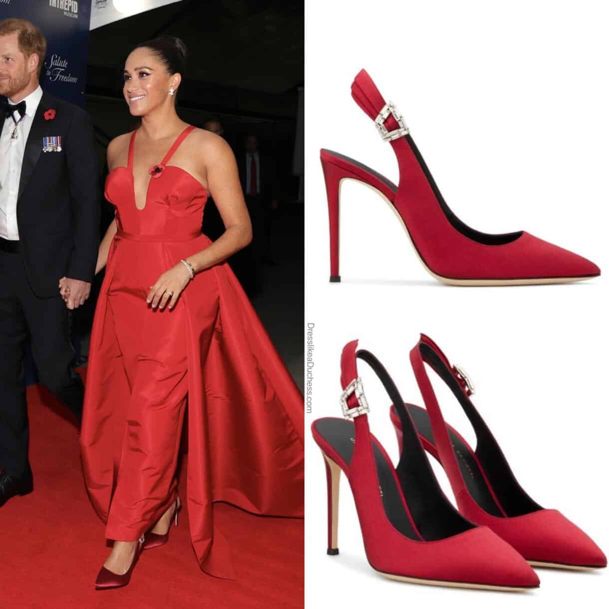 Meghan Markle Dazzles in Red Carolina Herrera Dress for Military Gala ...