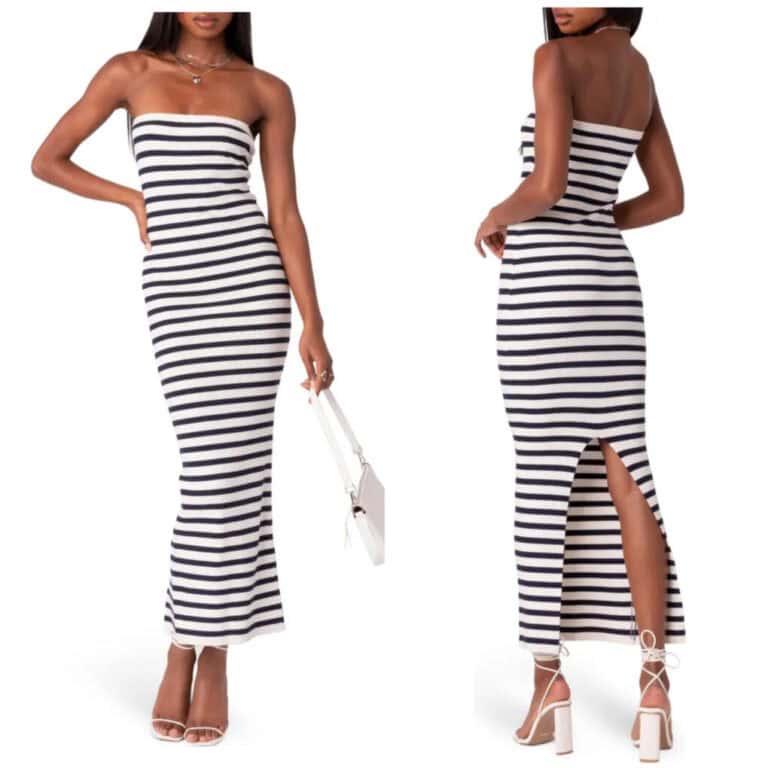 Meghan Markle in Posse Striped Tube Dress for Birthday Dinner in ...
