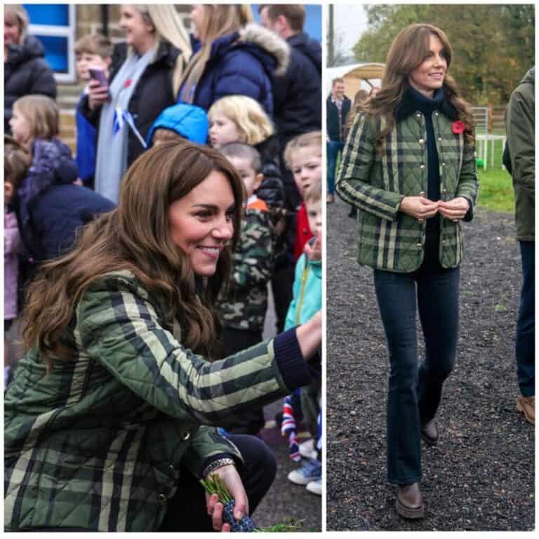 Kate Middleton in Burberry Quilted Jacket for Scotland Visit - Dress ...