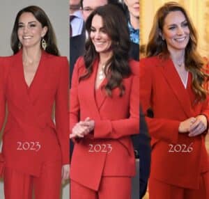 Kate Middleton Wears Red Suit for Rugby Reception - Dress Like A Duchess
