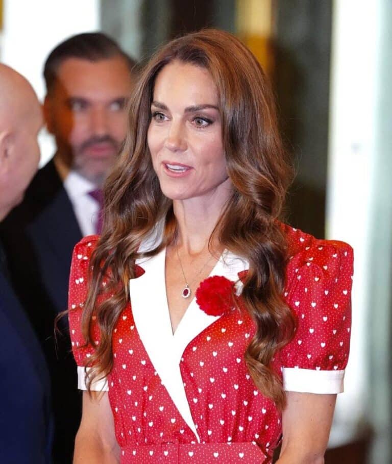 Kate Middleton Wears Heart Print Dress for Palace Reception - Dress ...